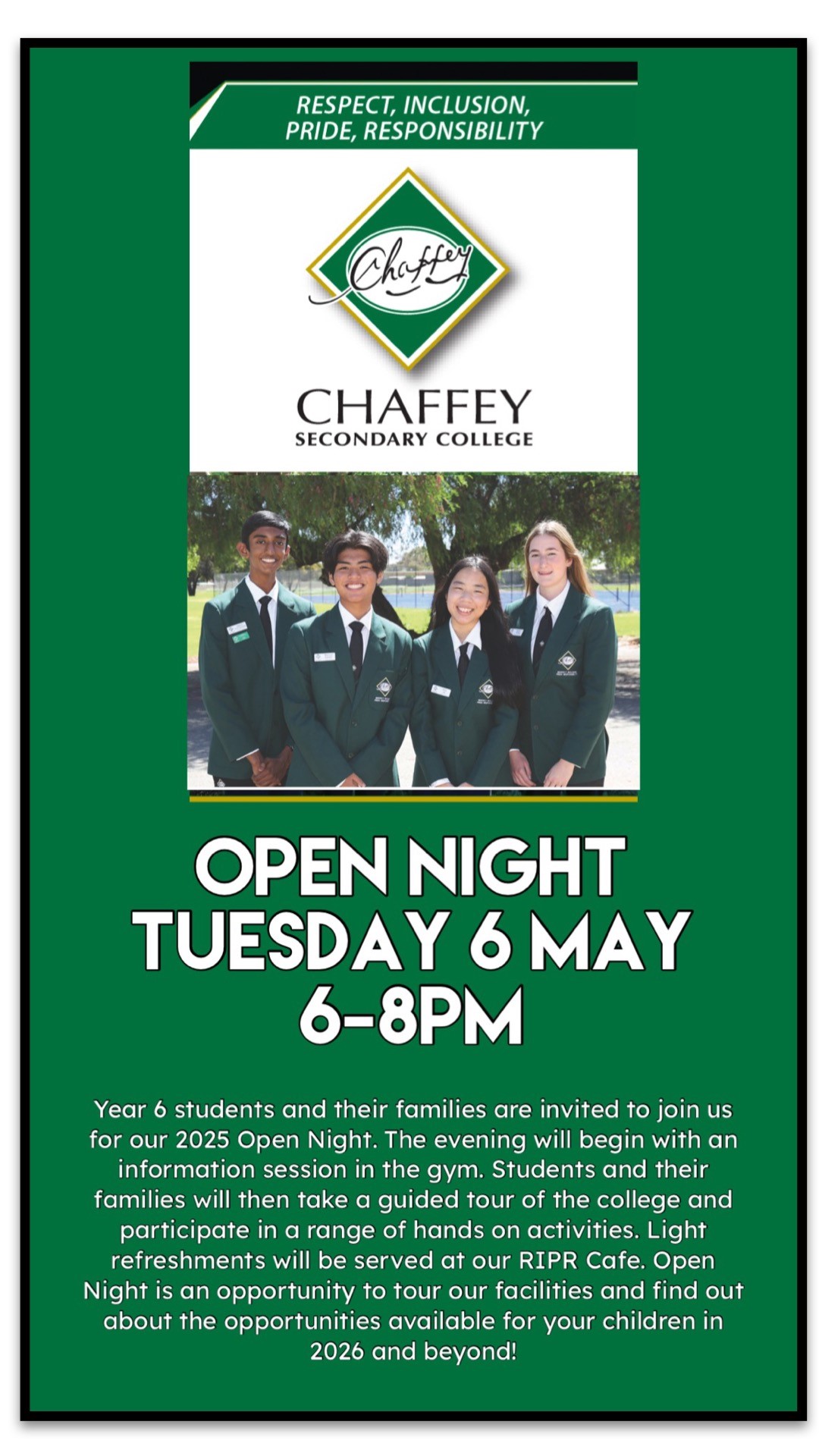 Chaffey Secondary Open Night - 6th May